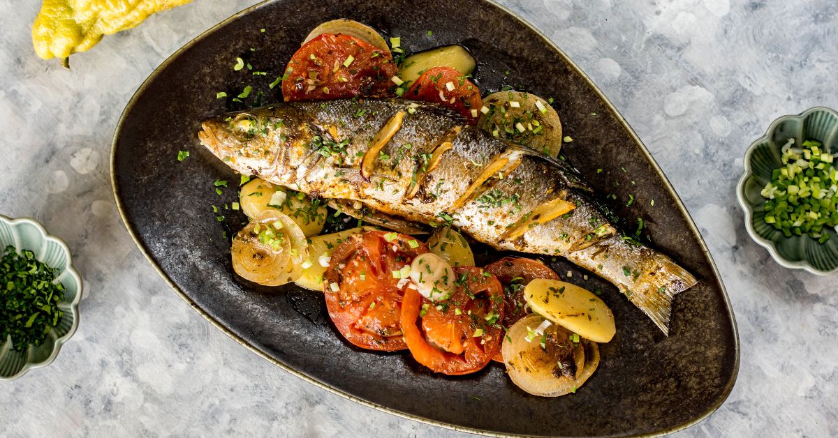 Печен лаврак със зеленчуци и ръката на Буда - Рецепта от Таня Донева