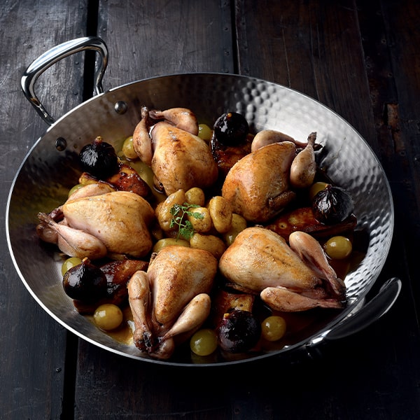 Recettes de chefs | Cailles rôties, raisins, figues et foie gras | METRO